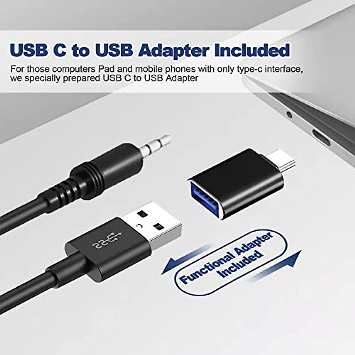 VOTNTUT Computer Speakers,Wired USB Desktop Speaker,Stereo USB Powered Mini Sound Bar Speaker for PC Tablets Desktop Laptop MP3 Mac Air/Pro((USB-C to USB Adapter Included)