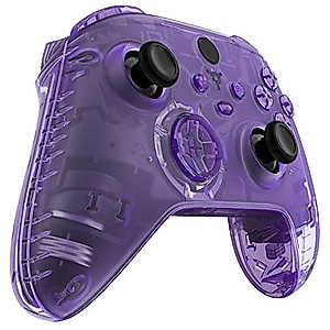 eXtremeRate Clear Atomic Purple Controller Full Set Housing Shell Case w/Buttons for Xbox Series X/S, Custom Replacement Side Rails Front Back Plate Cover for Xbox Series S & Xbox Series X Controller