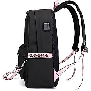 CRIVOX Kpop Backpack Lisa Rose JISOO Jennie Backpack Laptop Backpack with USB Charging Port Travel Outdoor Daypack for Girls
