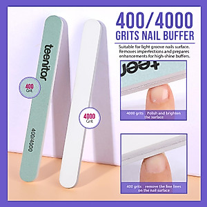 Teenitor Nail Polish Gel Remover Tools Kit with Nail Clips Nail Remover Pads Cuticle Pusher Nail Brushes Nail File Grits 120/180 Buffer Block Grits 400/4000, 6 Pack Purple
