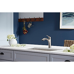 Kohler 30468-VS Rival Single Handle Pull-Out Kitchen, Laundry, Utility Sink Faucet, Vibrant Stainless, 1.5 gpm