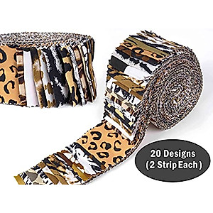 Soimoi 40Pcs Animals Print Cotton Precut Fabrics for Quilting Craft Strips 2.5x42inches Jelly Roll - Purple
