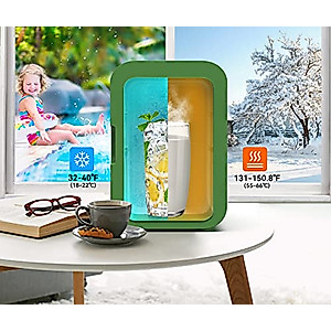 NXONE Mini Fridge,8 Can/6 Liter Small Refrigerator,110VAC/ 12V DC Portable Thermoelectric Cooler and Warmer Freezer Skincare Desk Little Tiny fridge for Cosmetics,Bedroom,Dorm,Office,and Car Green