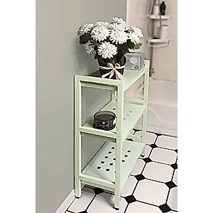 Anthology Spa Asta 3-Tier Free Standing Rectangular Bathroom Utility Storage Shelf Rack, Powder-Coated Metal Storage Shelf Stand, B301 (Light Sage), 22 inch W x 11 inch D x 35 inch H