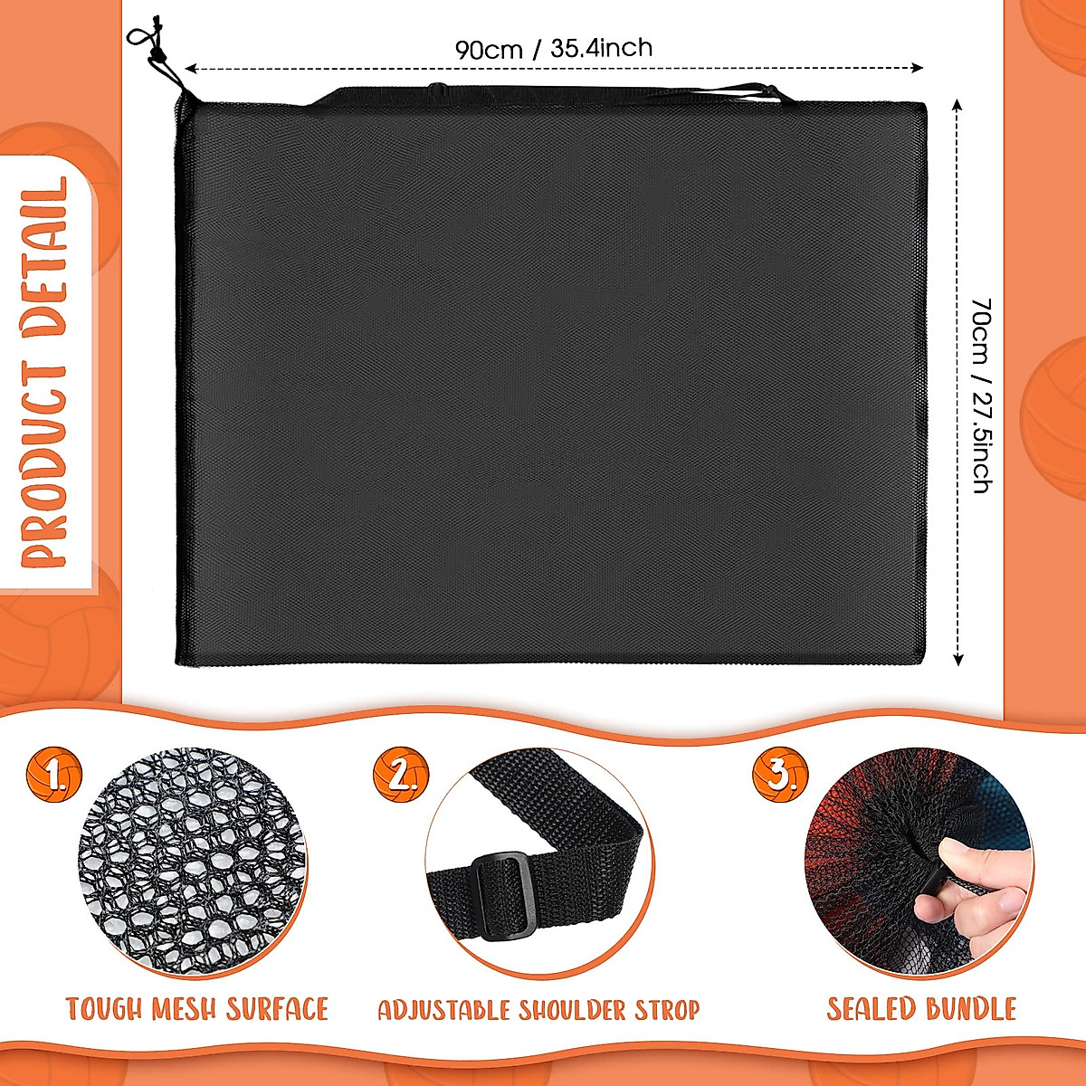 6 Pcs Extra Large Mesh Bag Sports Ball Bag with Adjustable Shoulder Strap Drawstring Soccer Ball Bag Storage Ball Net Bag Sports Equipment Bag for Beach Gym Basketball Swimming Gear 35.4 x 27.5 Inch