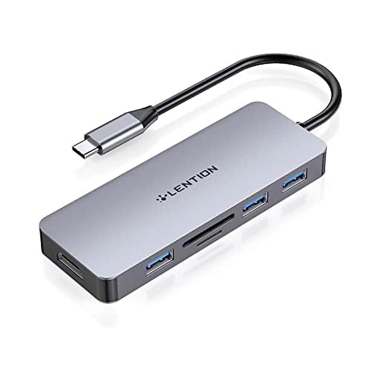 LENTION USB C Hub with 4K HDMI, 3 USB 3.0, SD/Micro SD Card Reader Compatible 2023-2016 MacBook Pro, New Mac Air/Surface, Stable Driver Certified Multi-Port Adapter (CB-C18, Space Gray)