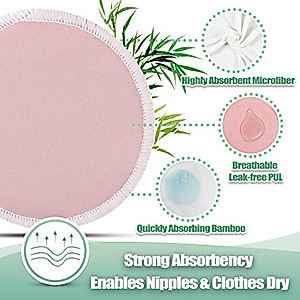 wegreeco Bamboo Nursing Breast Pads (14 Pack) + Laundry Bag & Travel Storage Bag, 4.7 inch Option - Washable & Reusable Breastfeeding Nursing Pads (Mild, Large)