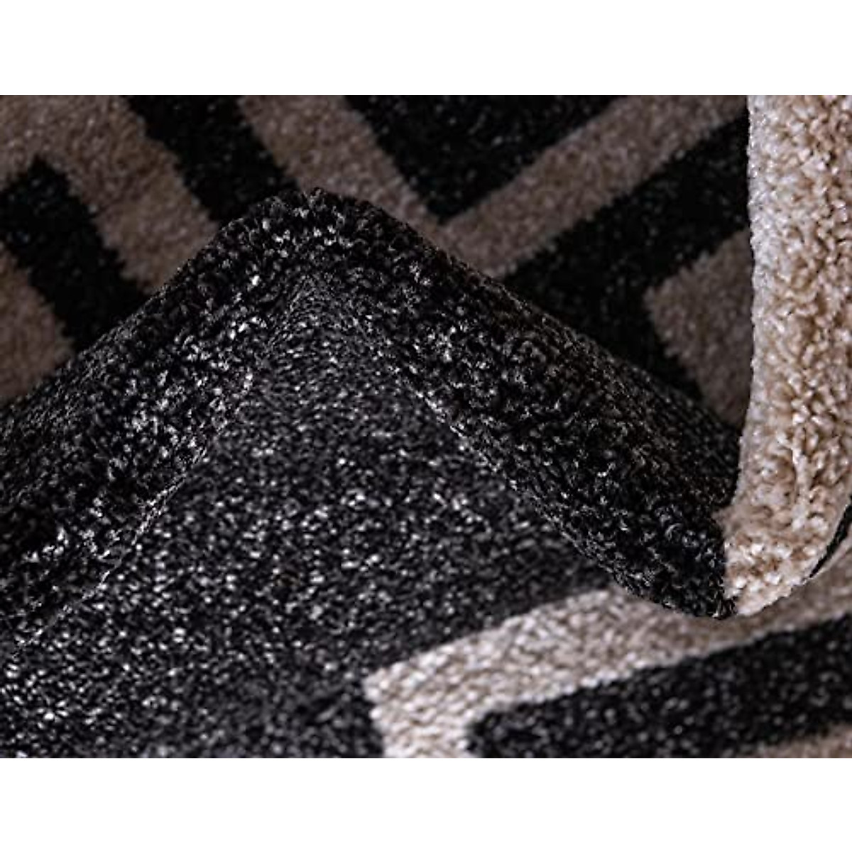 Unique Loom Athens Collection Classic Geometric Modern Border Design Area Rug, 2 ft x 6 ft, Charcoal/Beige