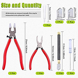 Keadic Professional Glass Cutter Tool Set with Glass Breaking Pliers, Glass Running Pliers, 2mm-20mm Oil Feed Carbide Tip with 2 Replaceable Blades for Mirrors/Windows/Mosaic/Stained Glass