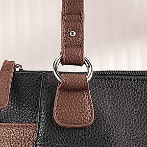 B.Amici™ Nicole RFID Greenwich Multi-Pocket Leather Satchel, RFID Protection, 2-Tone Design