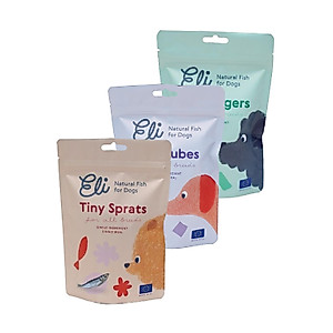 Eli Natural Fish Mix 3 Pack - Naturals Premium Dog Treats, Cod Skin Dental Treats, Rich in Protein & Omega 3, Low in Fat, Grain Free, Single Ingredient, Hypoallergenic, Gluten Free, Baltic Sprats