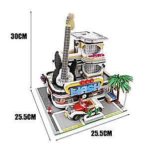 General Jim's Street View Creator Modular Building Blocks Toy Set - City Block Center - Music Store & Car Wash Toy Bricks - for Teens and Adults