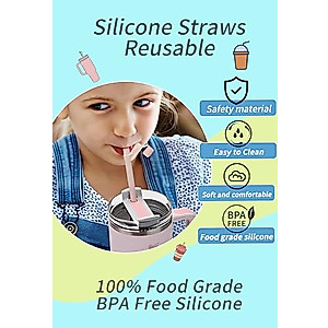 Doboli Replacement 12 inch Long Silicone Straw With Straw Cover,Compatible with Stanley Owala 40 oz 30 oz Cup Tumbler, 6 Pack Reusable Straw with Cleaning Brush,for Stanley Owala Tumbler Accessorie