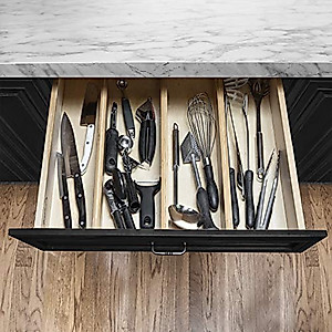 Bamboo Kitchen Drawer Dividers - Adjustable Spring Loaded Drawer Organizers - Drawer separator for Kitchen Utensils, Bedroom Clothes Dresser, Bathroom, and Office - Expands from 17.5" - 22" - 5 Pack