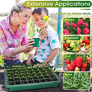 MQUPIN Seed Starter Tray with Grow Light 4 LED, 2 Pack/80 Cells Adjustable Brightness Seed Starter Kit,Seedling Starter Kit with Dome and Base for Greenhouse Seeds Growing Starting(Green)