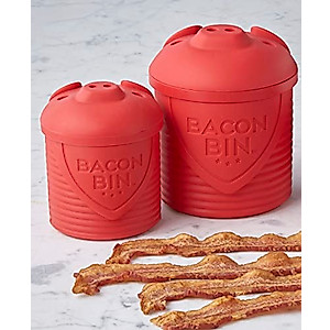 Talisman Designs Bacon Bin Grease Strainer & Collector | Family Friendly Kitchen Tools | Fun & Functional Silicone Grease Container | Holds up to 1 Cup | Red