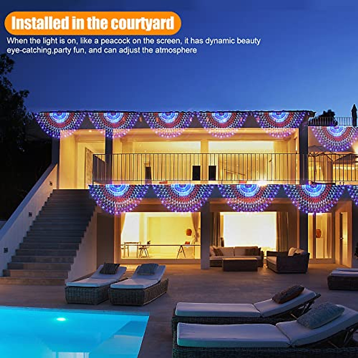 FAMILy LED American Christmas Lights Pleated American Flag Lights 4 x 2 Feet Patriot Decorations Holiday, Garden, Indoor and Outdoor Waterproof Flag Lights （1Pack）