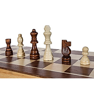 Fun+1 Toys! Wooden Chess Set for Adults and Kids, 15" Portable Chess Board Set with Chess Pieces & Drawstring Bag
