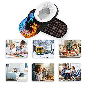 Fire Dragon Blue Red Kids Boys Girls Slippers Soft Memory Foam Indoor Toddler House Slipper Non Slip Spa Travel Household Shoes for Winter Home Bedroom