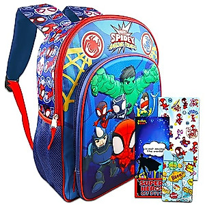 Spidey and His Amazing Friends Backpack Set for Kids - Bundle with 16” Spiderman Backpack, Spidey Stickers, More | Spidey and Friends Backpack