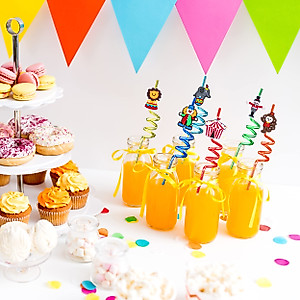 Carnival Circus Party Favors Carnival Straws 24pcs Circus Carnival Party Decorations Supplies Carnival Circus Plastic Straws Carnival Goodie Bags Stuffers for Carnival Birthday Party Supplies