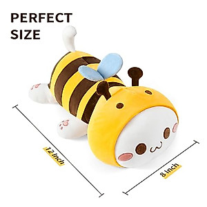 Onsoyours Cute Kitten Bee Plush Toy Stuffed Animal Kitty Soft Anime Cat Plush Pillow for Kids (Yellow Cat Bee, 12")