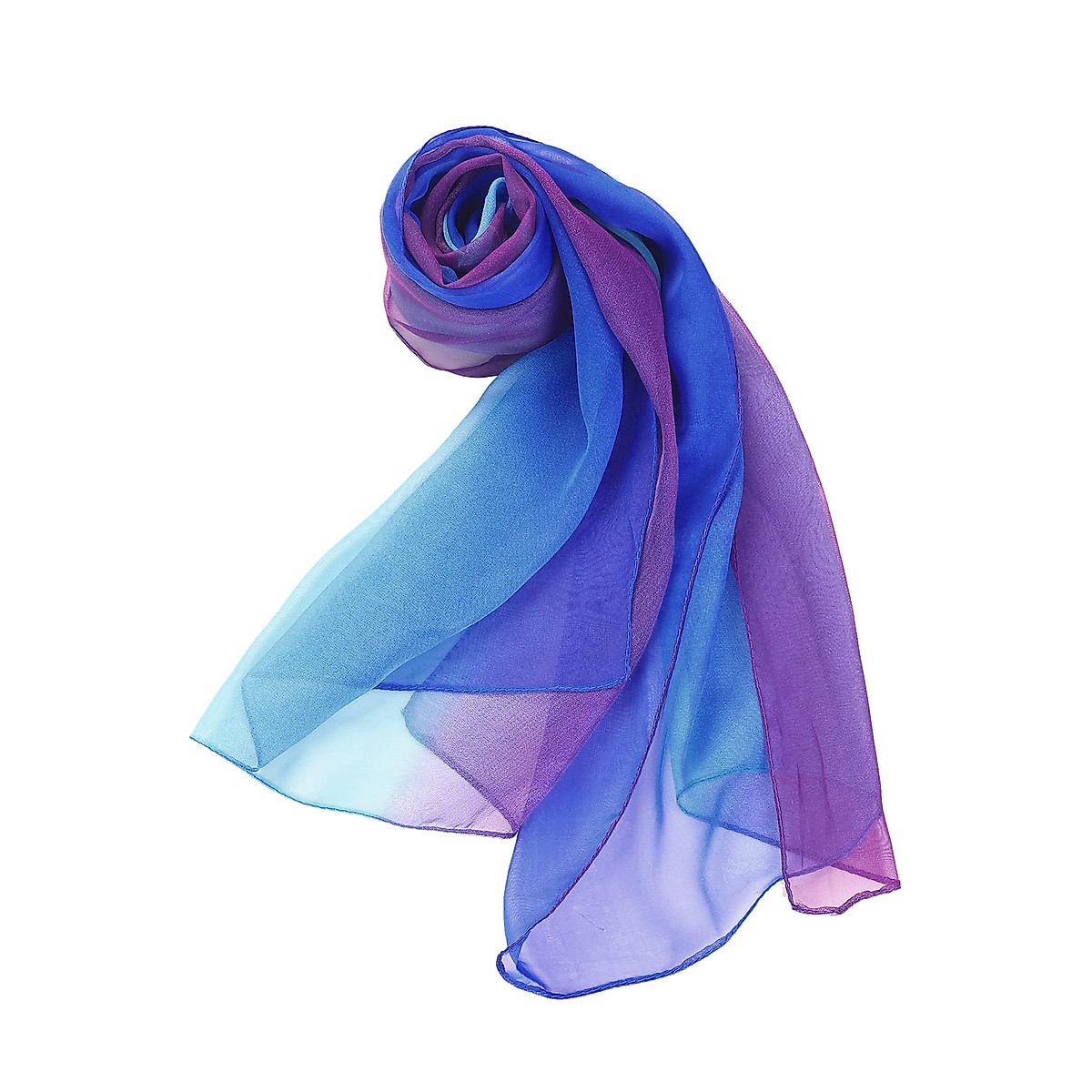 uxcell Long Chiffon Light Wedding Scarf Silky Gradient Color Party Shawl Spring Summer Beach Wrap for Women 63"x19.6" Royal Blue