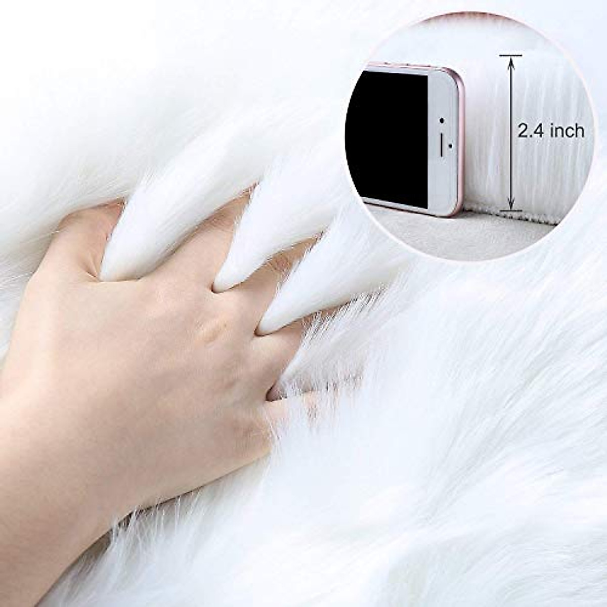 Dikoaina Classic Soft Faux Sheepskin Fur Rug White Fluffy Area Rug Shag Rug Carpets for Bedroom Living Room