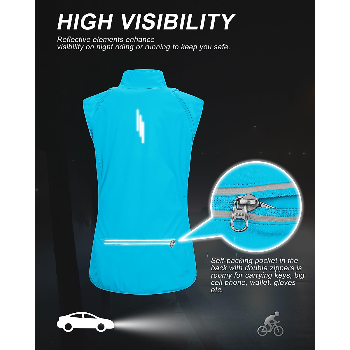 33,000ft Women's Zip Up Lightweight Athletic Workout Yoga Cycling Track Running Jacket Waterproof Windproof Reflective