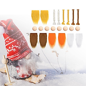 Generic Soft Faux Fur Gnome Beard and Natural Wood Balls DIY Crafting Kit, Style A, 18cmx9cm