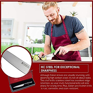 SAKEN 4.5-Inch Paring Knife - High-Carbon German Steel Kitchen Utility Knife with Wooden Handle in Dark Wood Finish - Multipurpose Kitchen Knife Mincing, Slicing, Chopping, and General Cutting Work