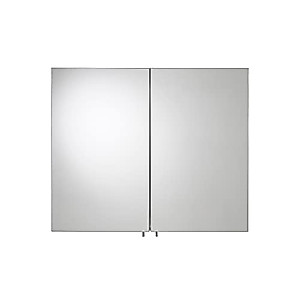 Croydex Finchley Double Door, Surface Mount Flexi-Fix Easy Installation System Medicine Cabinet, 31.5 in (W) x 26 in (H) Stainless Steel