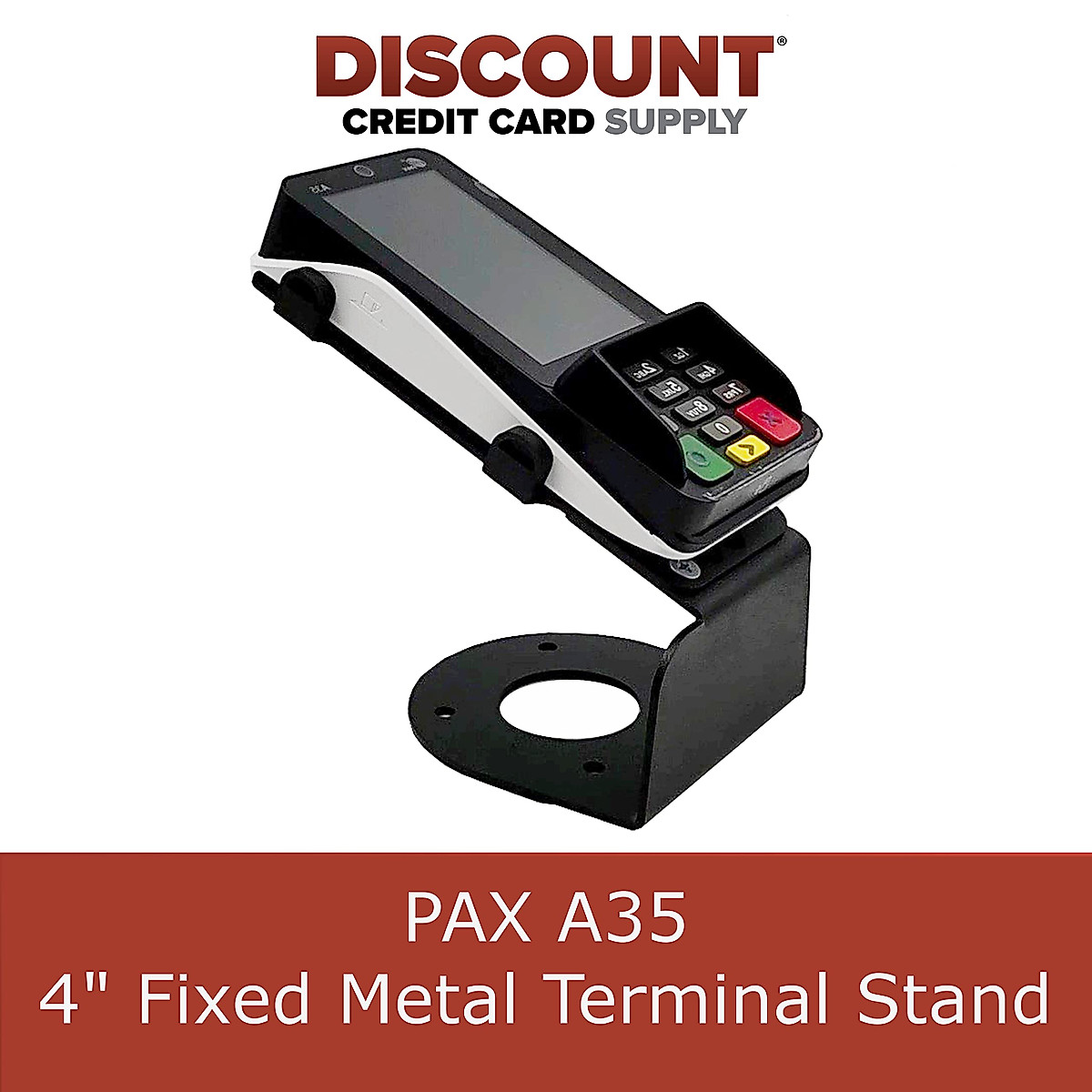 DCCSTANDS PAX A35 4" Fixed Stand Fixed and Angled Metal Terminal Stand, Screw-in or Adhesive, Black