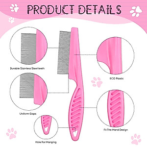 10 Pcs Flea Comb for Dogs and Cats Flea Remover Tool with Stainless Steel Metal Teeth for Detangling Grooming Kit, Pink, Blue, White and Green, 2 Sizes