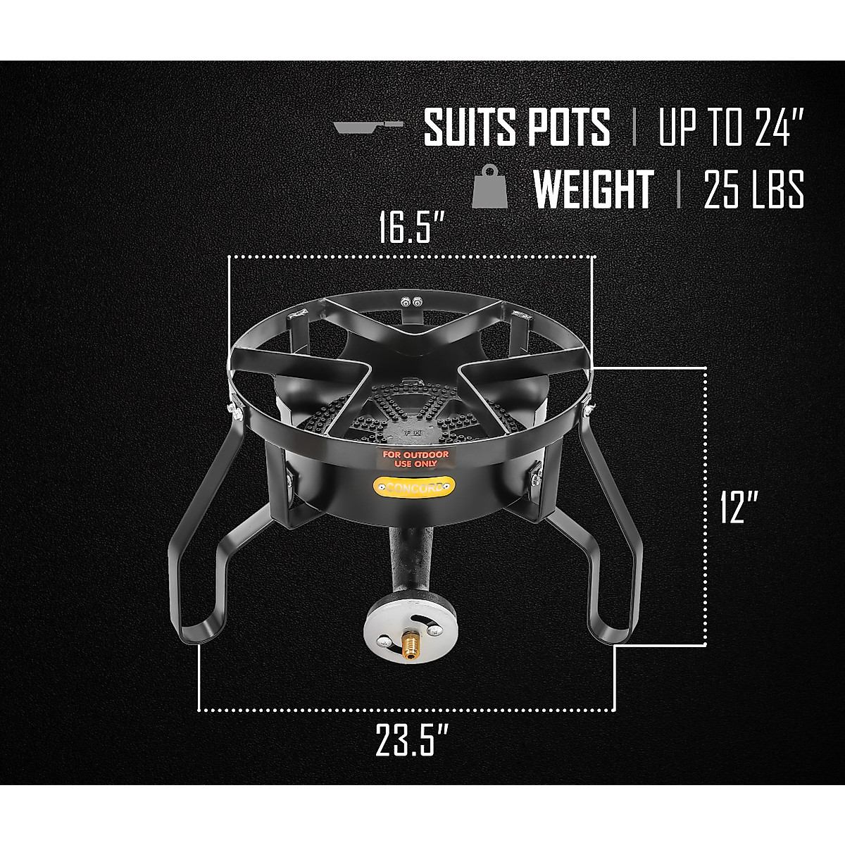 Concord Banjo 16” Single Propane Burner; 200,000BTU 1 Burner Portable Gas Stove