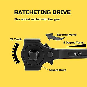 Lichamp 12.4 inch Ratchet Spud Wrench with Hammer Head, 3/8" x 1/2" Drive Dual Head Ratchet Long Handle Spud Bar Wrench for Construction Works