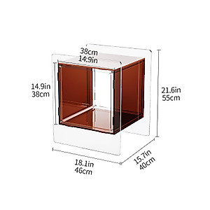 solaround Acrylic Nightstand Colorful Bedside Table with Open Storage Shelf,Clear Side Table for Living Room (1, Dark Brown)