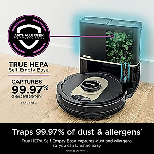 Shark AV2501AE AI Robot Vacuum with XL HEPA Self-Empty Base, Bagless, 60-Day Capacity, LIDAR Navigation, Perfect for Pet Hair, Compatible with Alexa, Wi-Fi Connected, Carpet & Hard Floor, Black