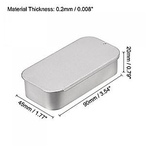 uxcell Metal Tin Box, 2pcs 3.54" x 1.77" x 0.79" Rectangular Empty Tinplate Storage Containers with Sliding Lids, Silver Tone