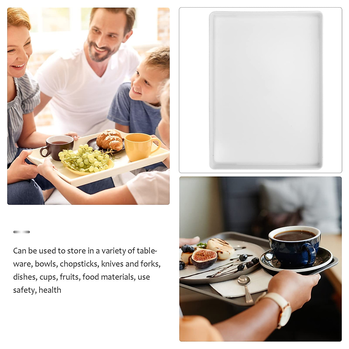 Zerodeko Dessert Trays Rectangular Tray White Melamine Design Board Snack Dessert Tray