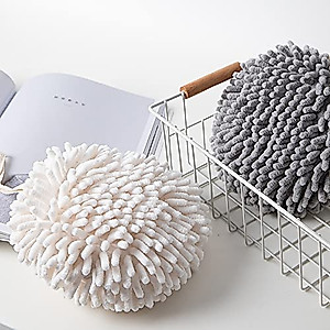 Bluelans Hand Towels for Bathroom, Kitchen Hand Towels with Hanging Loop, Soft Absorbent Chenille Hand Towels Quick Dry Hanging Hand Towels Bathroom Hand Towels for Home Hotel White