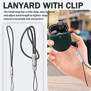 INGIDO Compatible for Google Pixel Buds Pro Case Cover with Keychain/Hand Strap, [Front LED Visible] Thickened Silicone Protective Cover Case for Google Pixel Pro Case 2022(Dark Green)