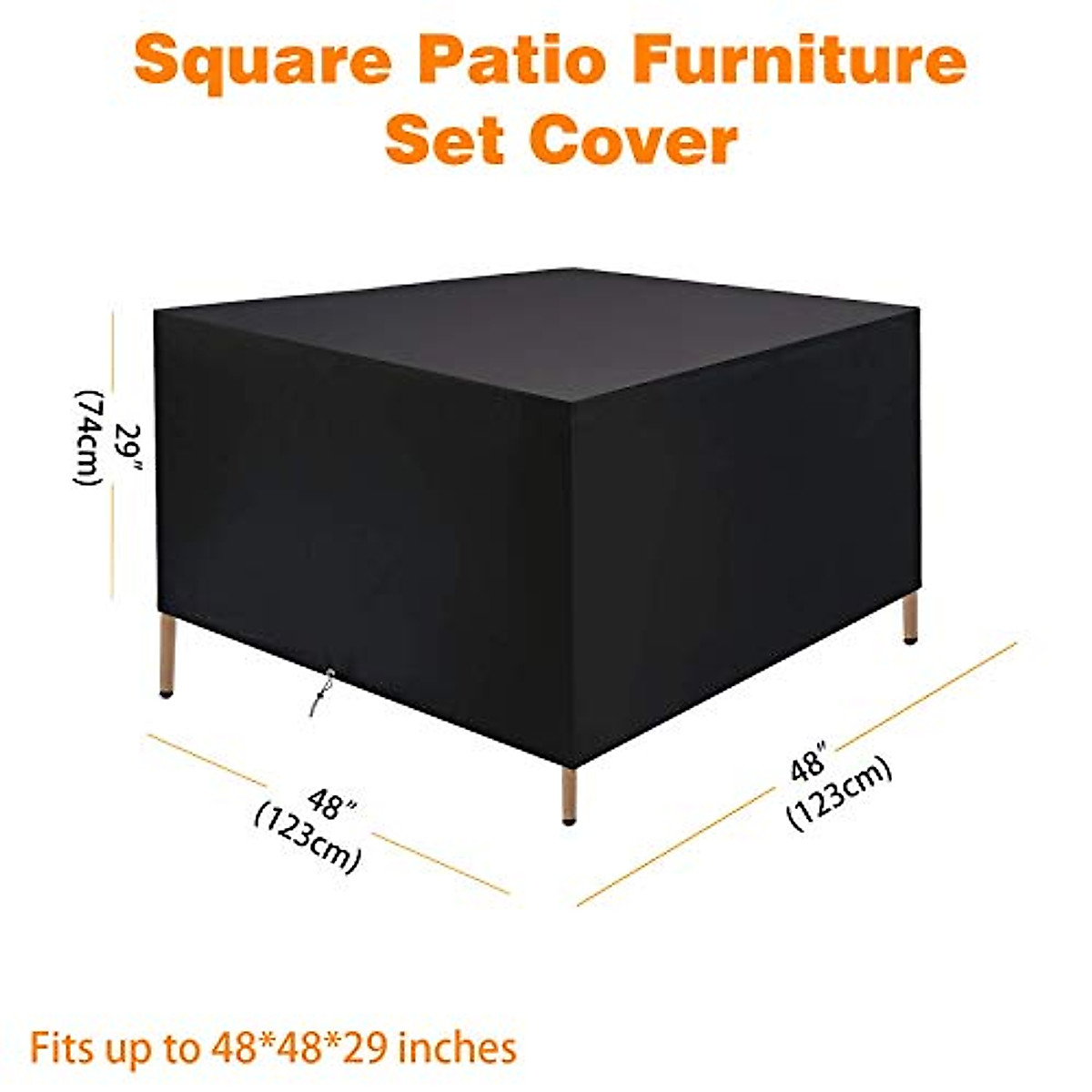 Mancro Square Patio Table Cover, 48 Inch Water-Resistant Outdoor Patio Furniture Cover for Table and Chairs, Windproof & UV-Protection Patio Cover 48L x 48W x 29H
