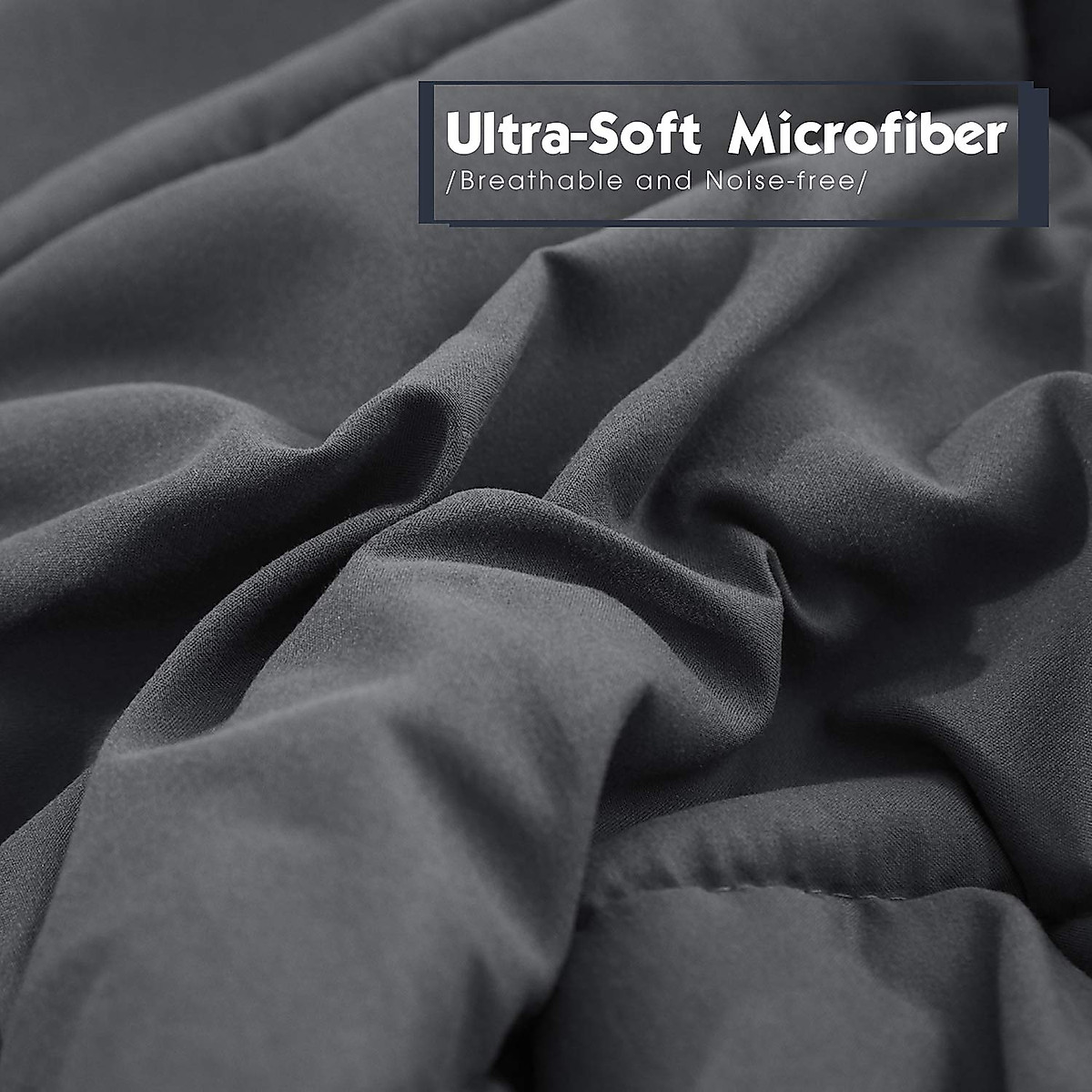 HIG 3pc Grey Queen Size Comforter Set - All Season Reversible Down Alternative Comforter with Two Shams - Quilted Duvet Insert with Corner Tabs - Box Stitched Blanket - Breathable, Soft