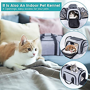 Pet Carrier Airline Approved,JuJubak 4 Sides Expandable Pet Carrier Soft-Sided Dog Cat Carrier Travel Bag with Shoulder Strap Fleece Pad for Cats, Puppy and Small Animals