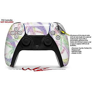 WraptorSkinz Skin Wrap compatible with Sony PS5 DualSense Controller Neon Swoosh on White (CONTROLLER NOT INCLUDED)