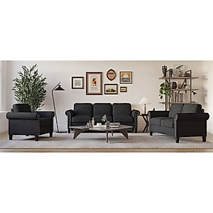 New Classic Furniture Alani Sofas and Couches, Loveseat, Black