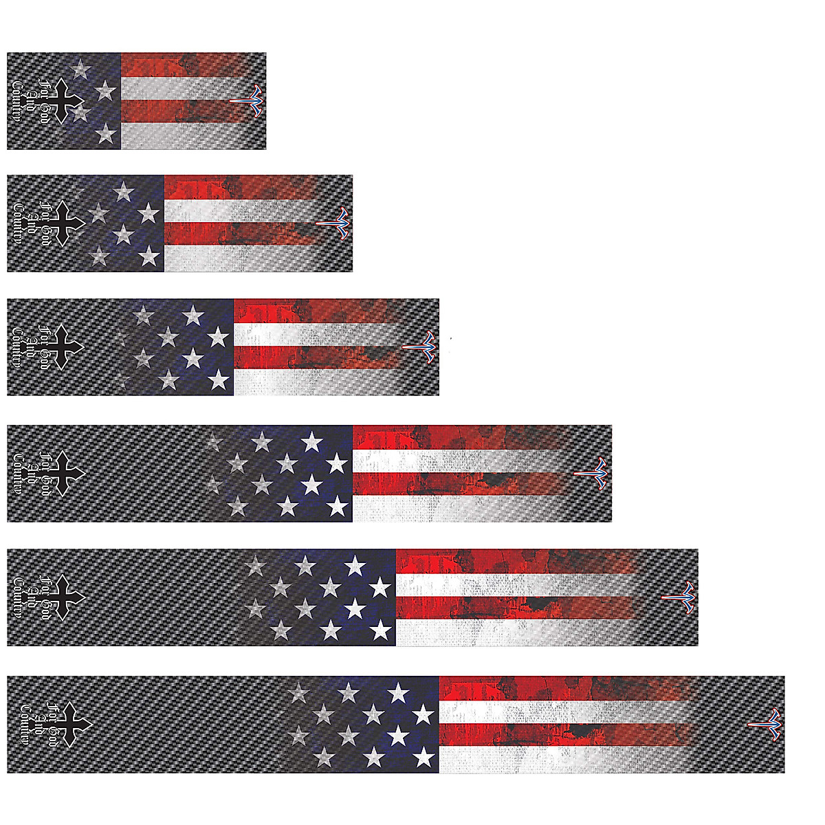 White Water Archery Carbon Fiber 2 Non-Laminated for God and Country American Flag Fade 2 Arrow Wraps 15 Pc Pack Choose Length Width (4, 1.25)