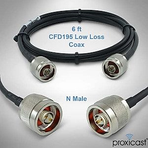 Proxicast 6 ft N Male to N Male Premium 195 Series Low-Loss Coaxial Cable (50 Ohm) for 4G LTE, 5G Modems/Routers, Ham, ADS-B, GPS, RF Radio to Antenna or Surge Arrester Use (ANT-180-001-06)