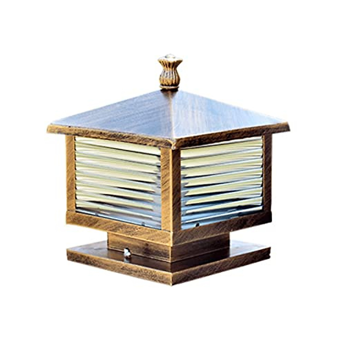 JSBDPHW Outdoor Post Light Lamps Courtyard Wall Waterproof Column Light Glass Lampshade Wrought Iron E27 Post Light Villa Gate Base Landscape Light